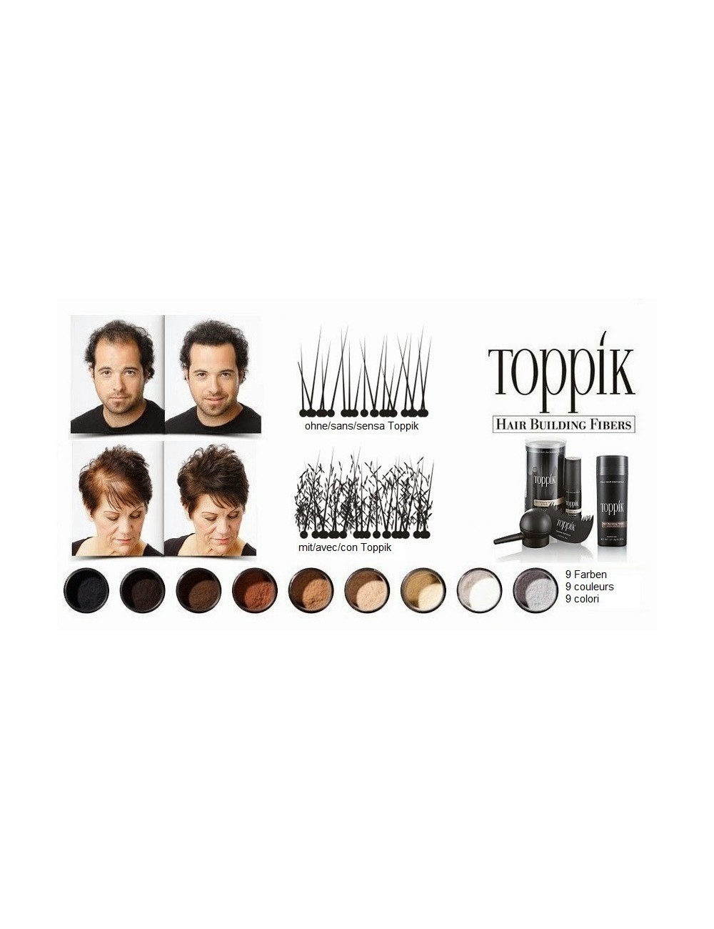 Fibres capillaires Toppik: dissimulez les cheveux clairsemés en 30 sec